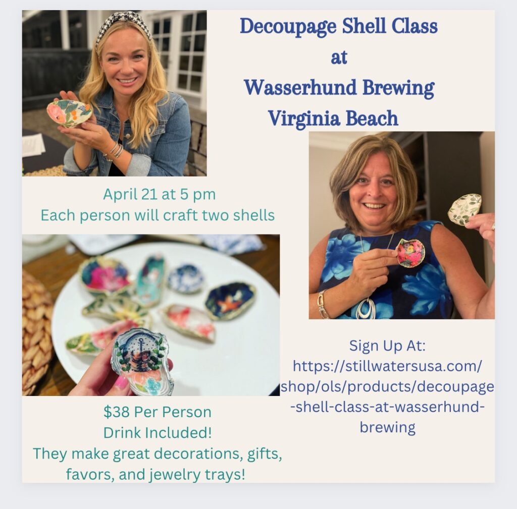 Decoupage Shell Painting Class at VB - Wasserhund Brewing Company